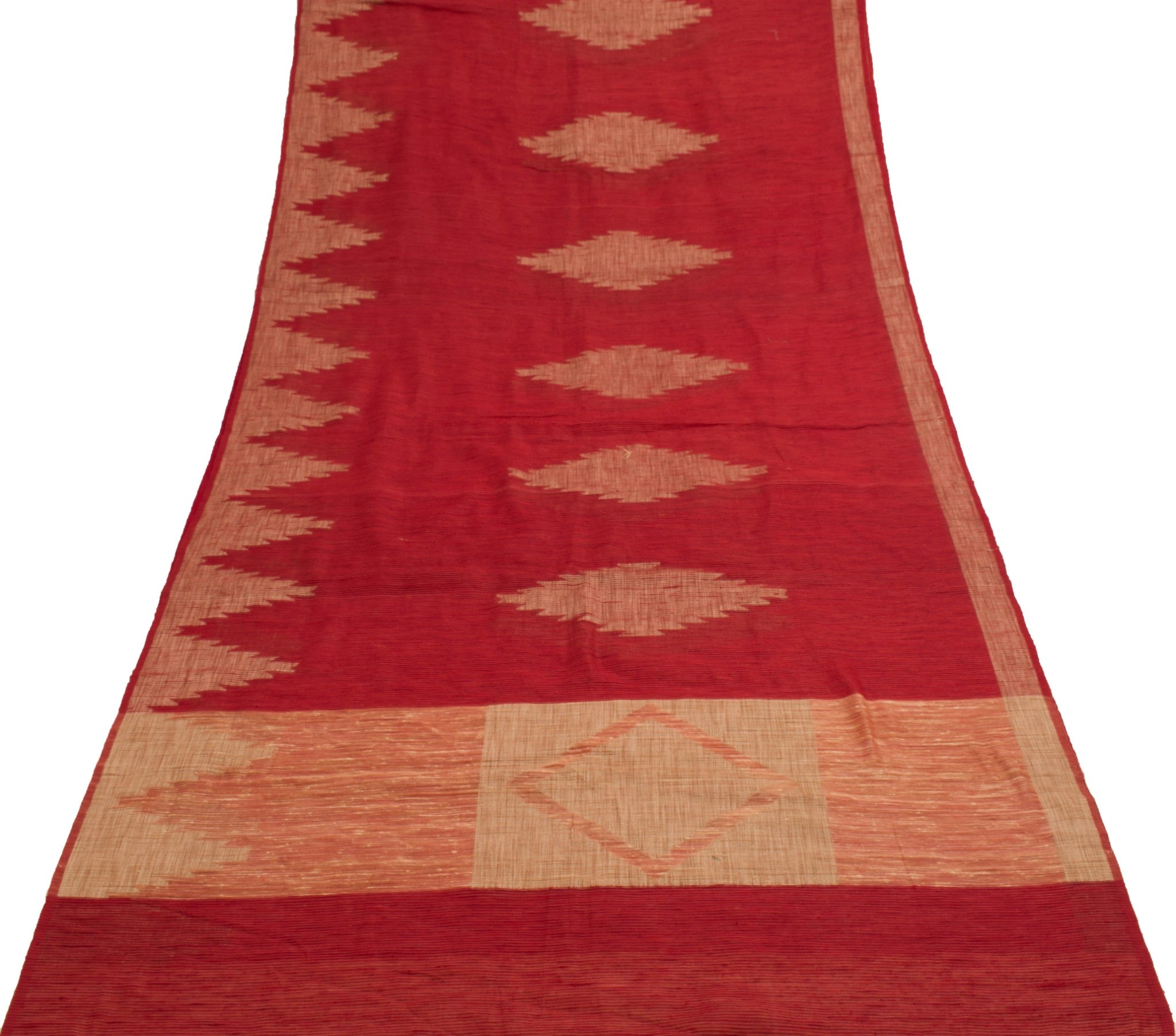 Sushila Vintage Red Woven Saree Blend Cotton Silk Traditional Sari Cra