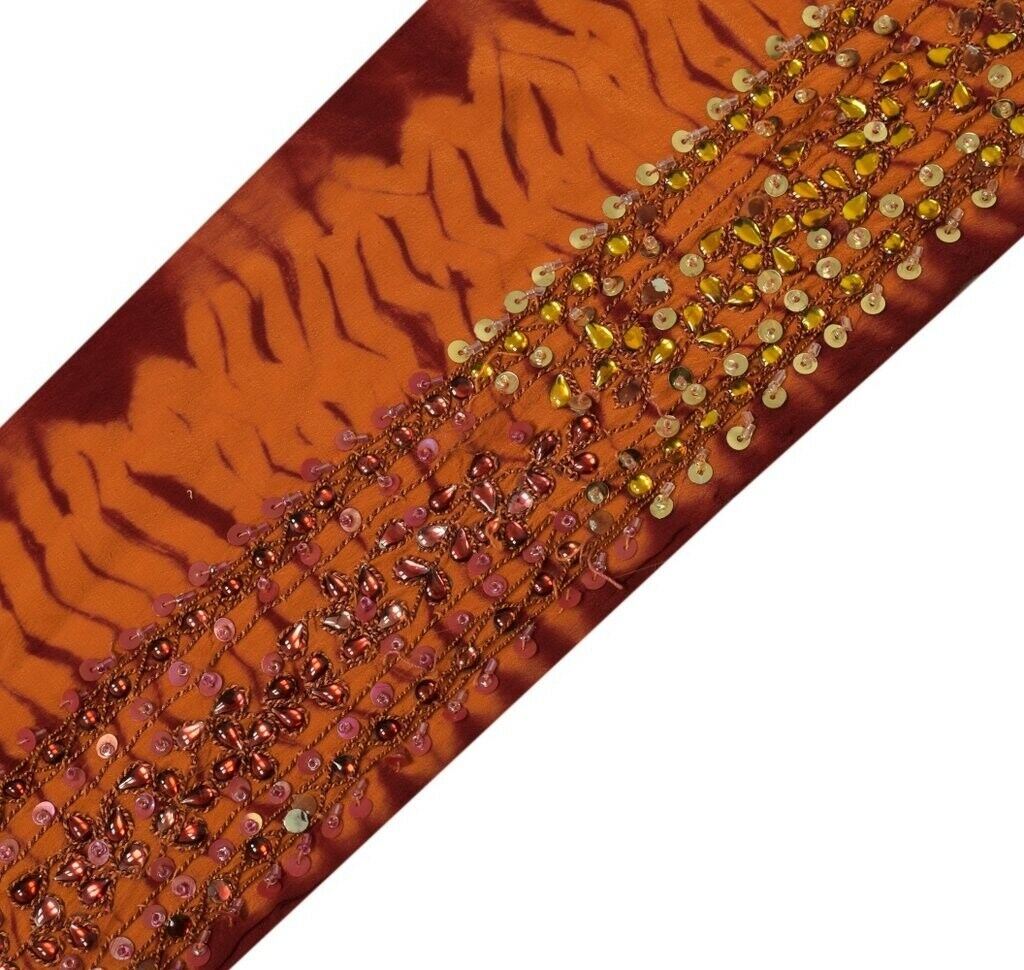 Vintage Sari Border Indian Craft Trim Hand Beaded Dori Stitch Emb Ribb ...
