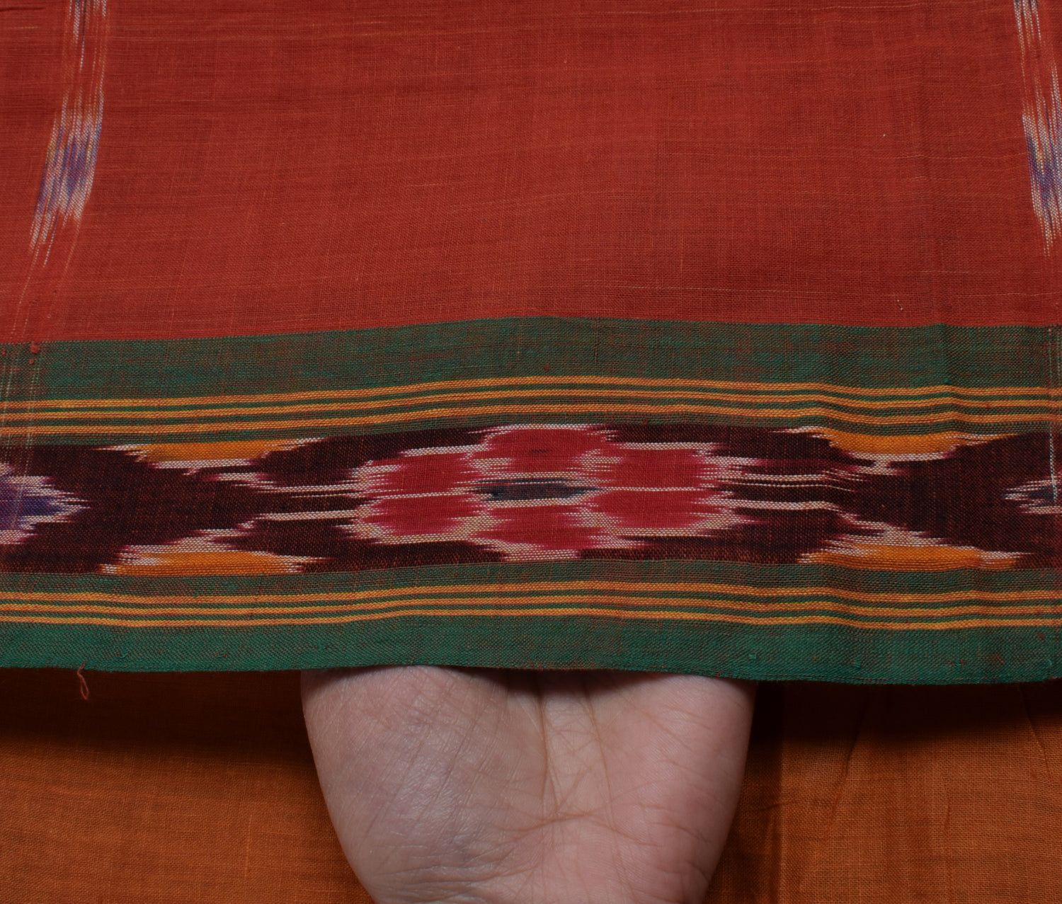 Sushila Vintage Red Saree Pure Cotton Hand Woven Ikat Patola Sari Craf