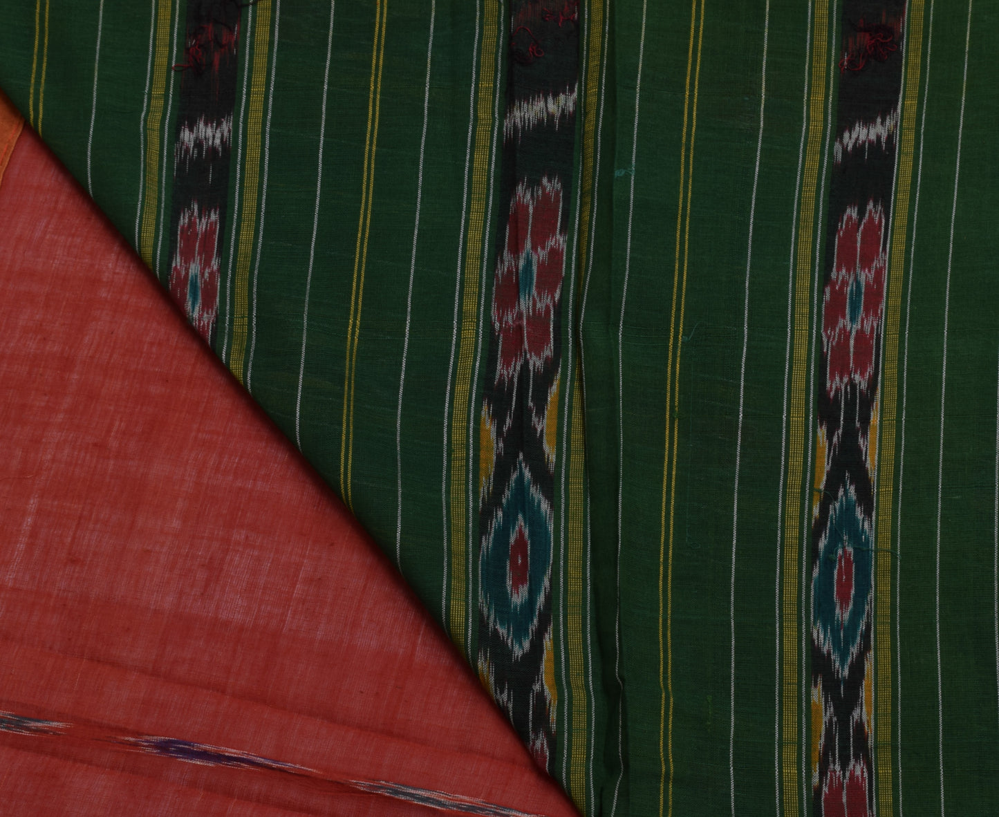 Sushila Vintage Red Saree Pure Cotton Hand Woven Ikat Patola Sari Craf