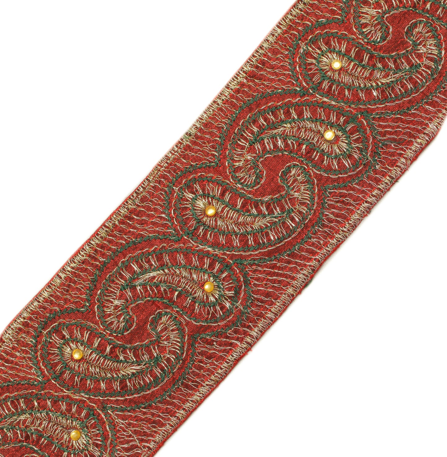 Sushila Vintage Red Saree Border Indian Craft Sewing Trim Embroidered
