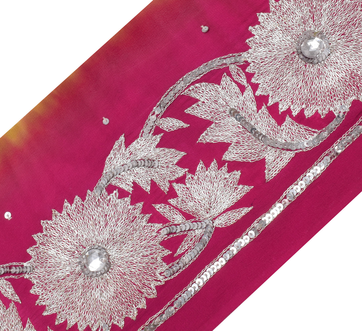Sushila Vintage Pink Saree Border Indian Craft Sewing Trim Embroidered