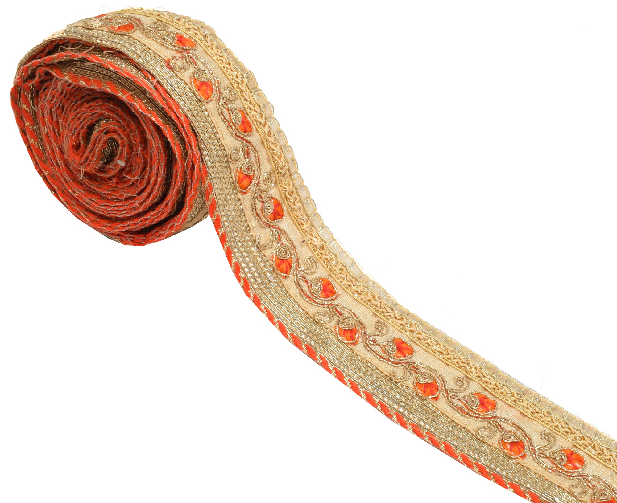 Sushila Vintage Cream Saree Border Indian Craft Sewing Trim Embroidere