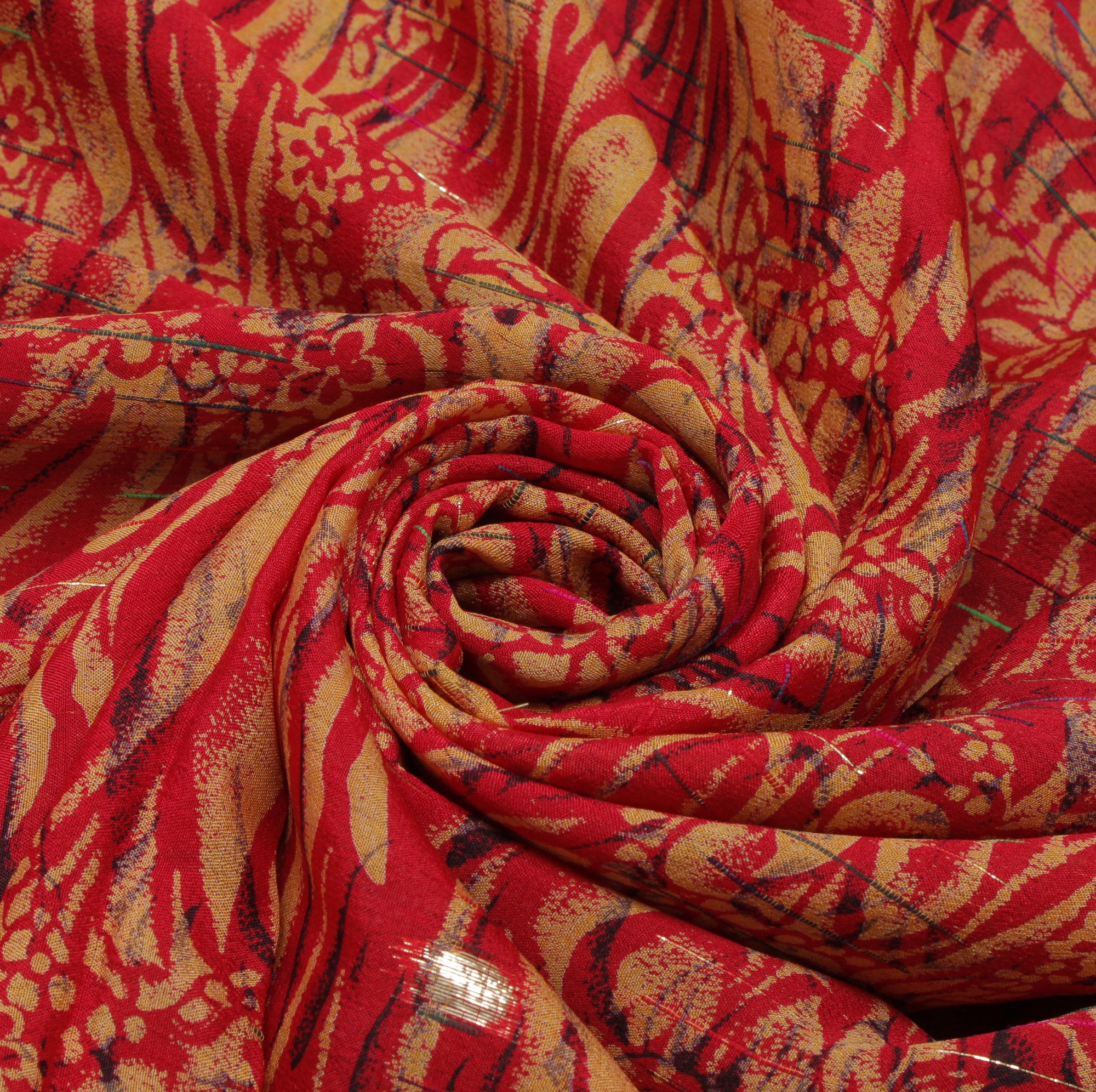 Sushila Vintage Red Indian Saree 100% Pure Georgette Silk Printed Craf