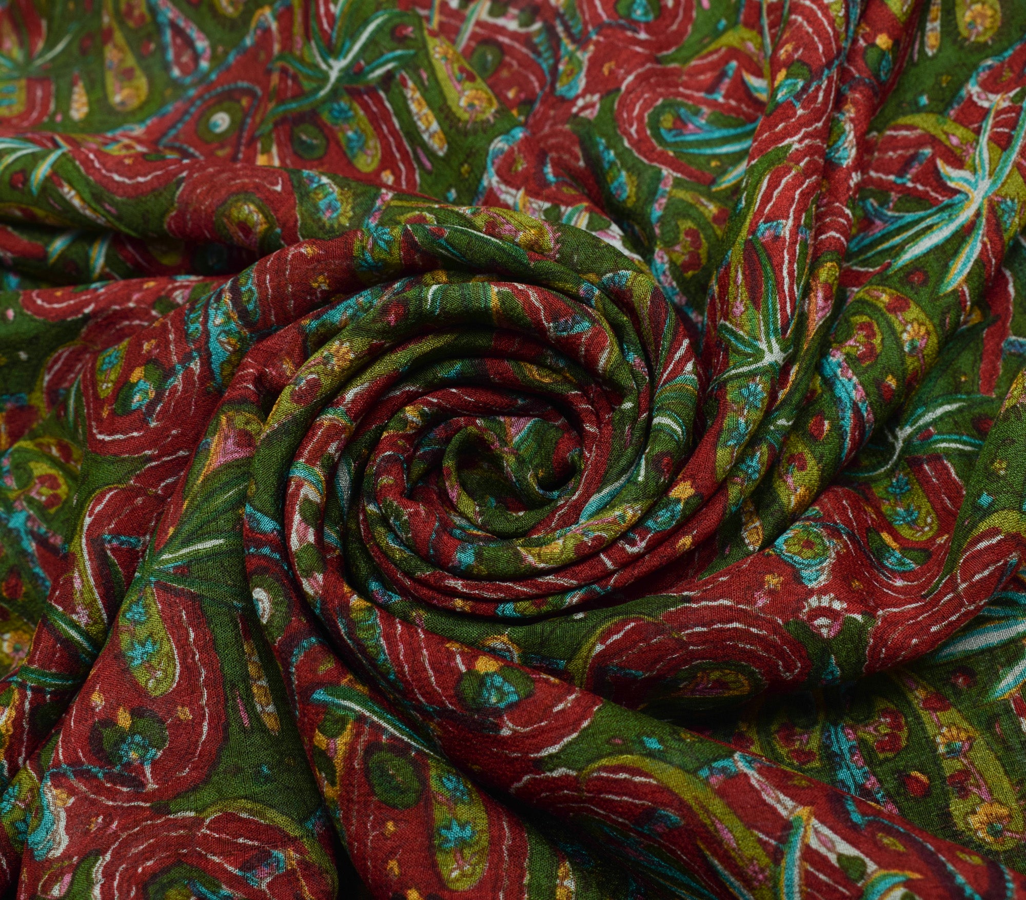 Sushila Vintage Red Saree 100% Pure Georgette Silk Printed Paisley Cra