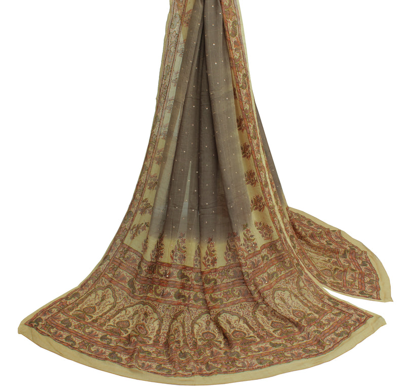 Sushila Vintage Indian Dupatta Pure Georgette Silk Woven & Printed Lon