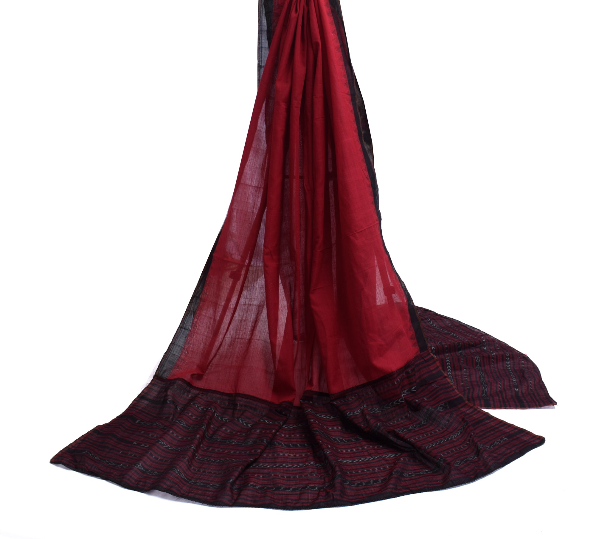 Sushila Vintage Indian Red Dupatta 100% Pure Cotton Woven Patola Long